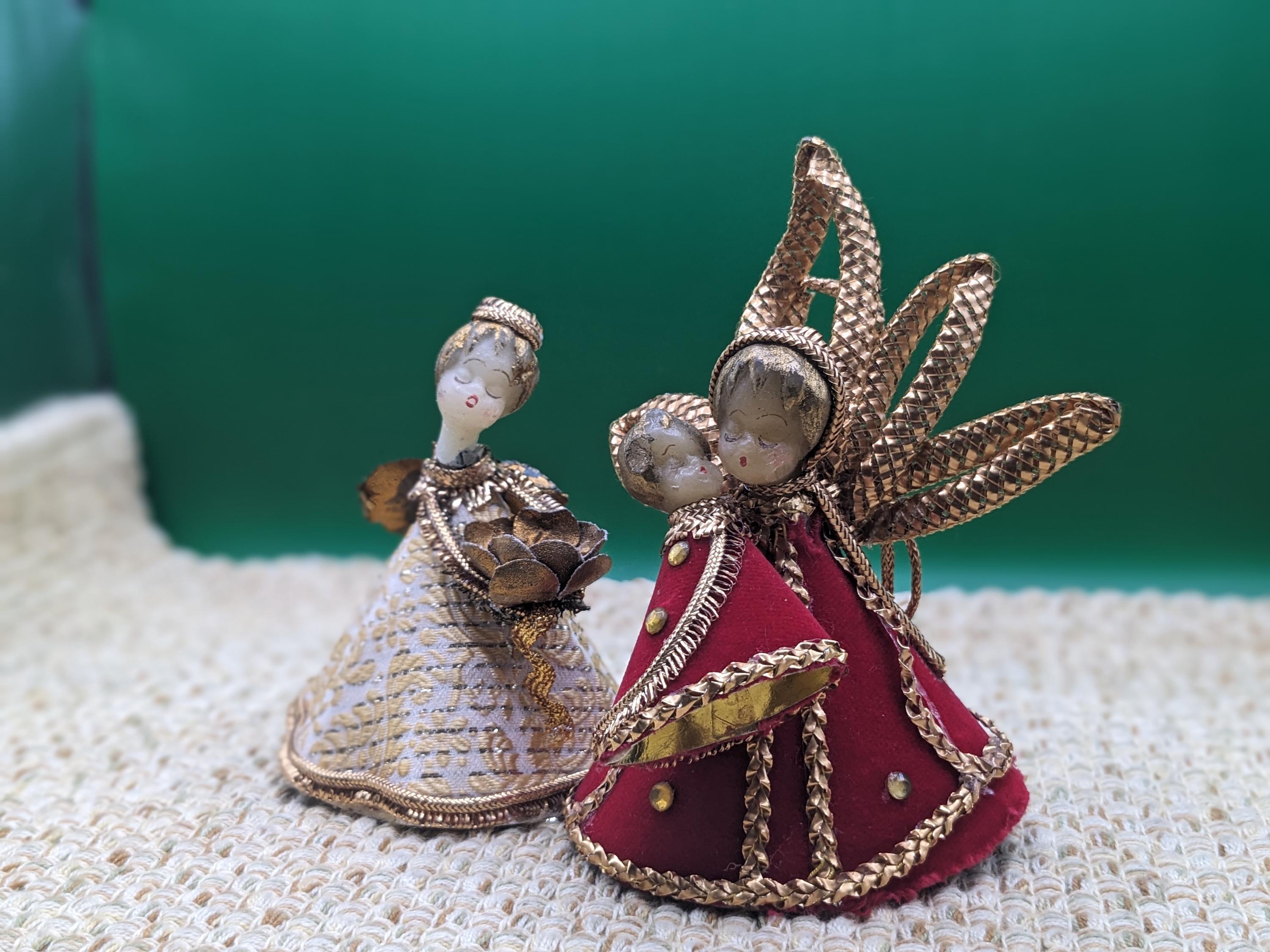 Vintage West German Koestal Wax Head Angel Ornaments. Set of Two FREE ...