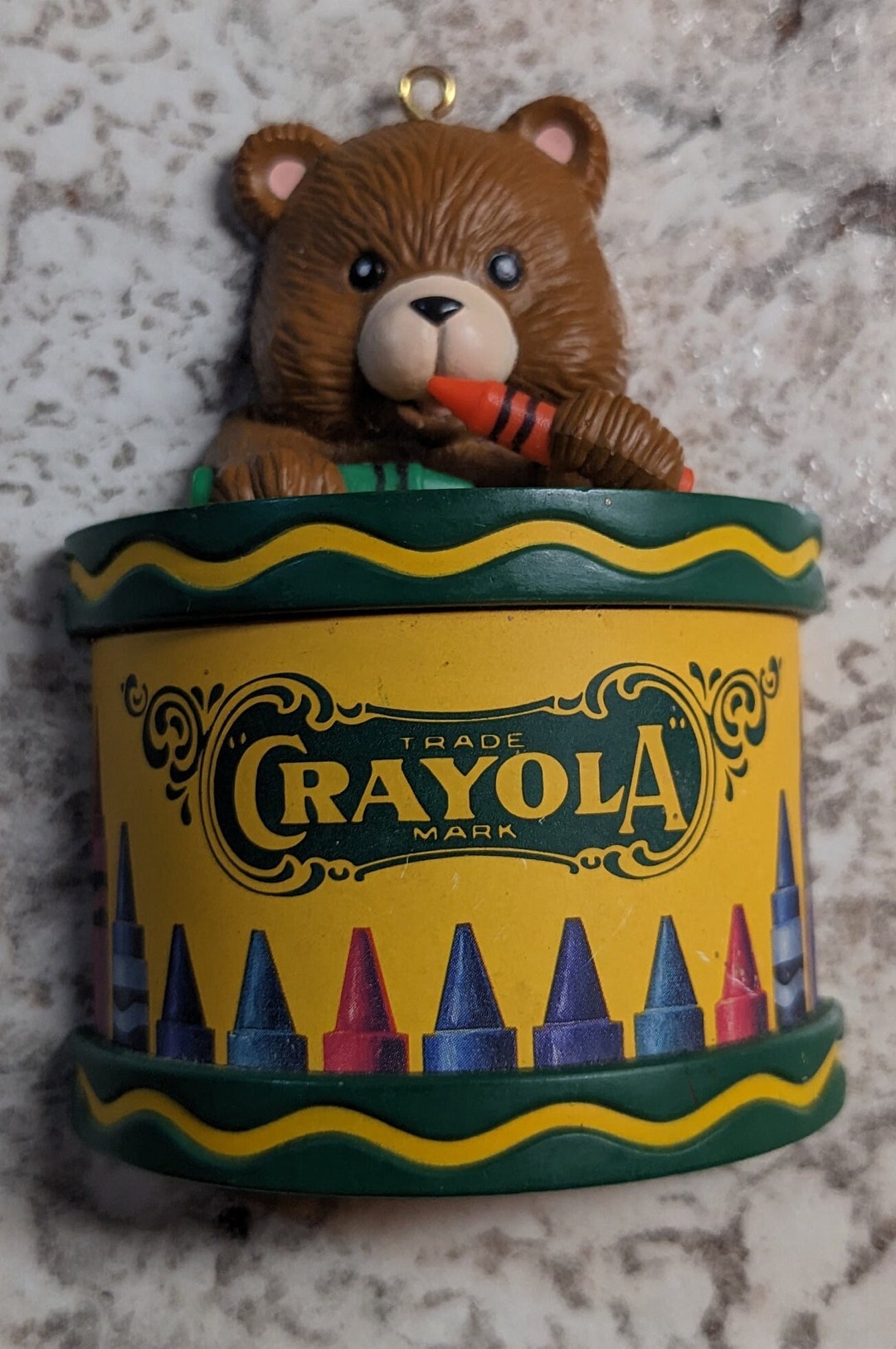 Vintage Crayola Drumming Bear Ornament - Etsy