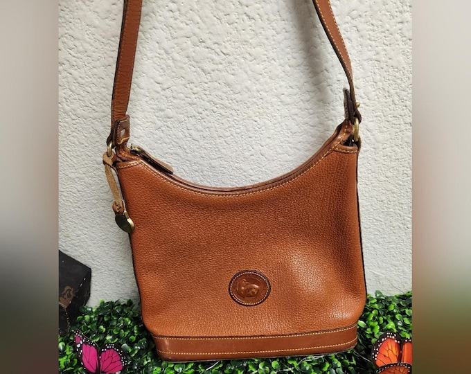 Vtg Dooney & Bourke All-weather Leather Hobo British Tan Pebbled ...