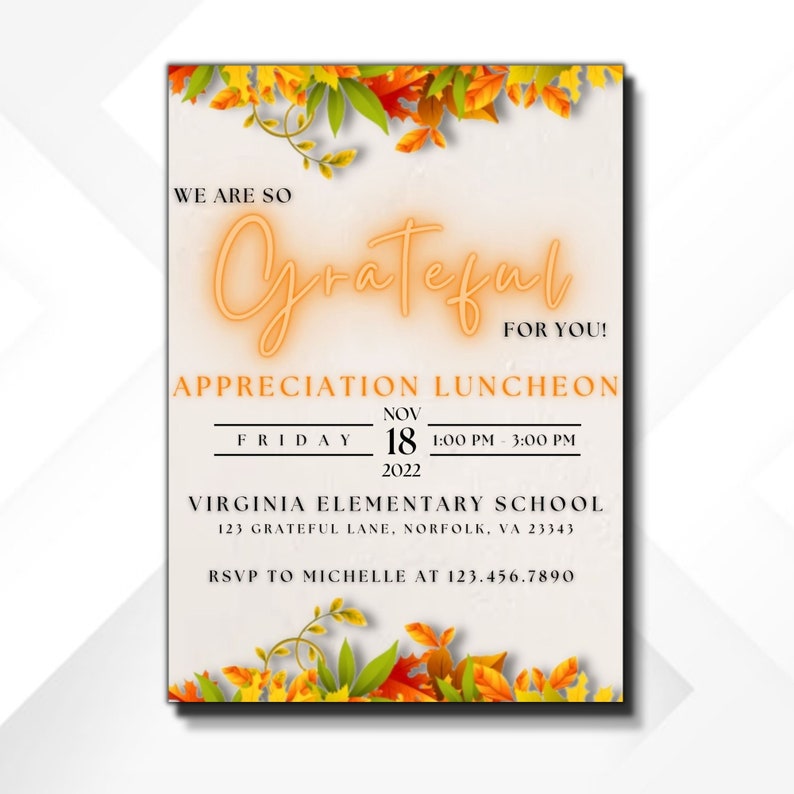 EDITABLE appreciation Luncheon Fall Appreciation - Etsy Canada