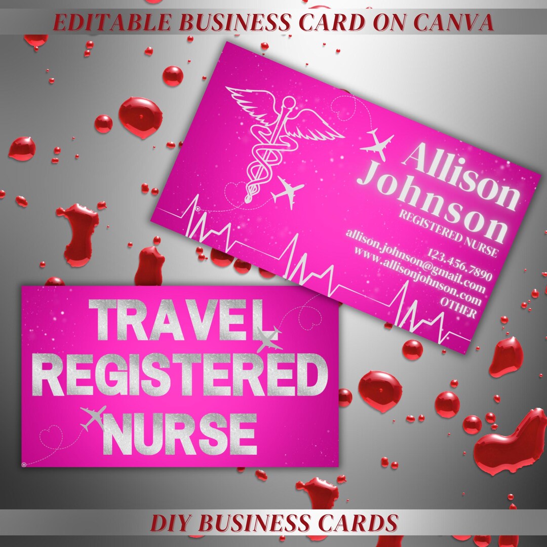 Editable RN Business Card Travel Registered Nurse, Registered Nurse ...