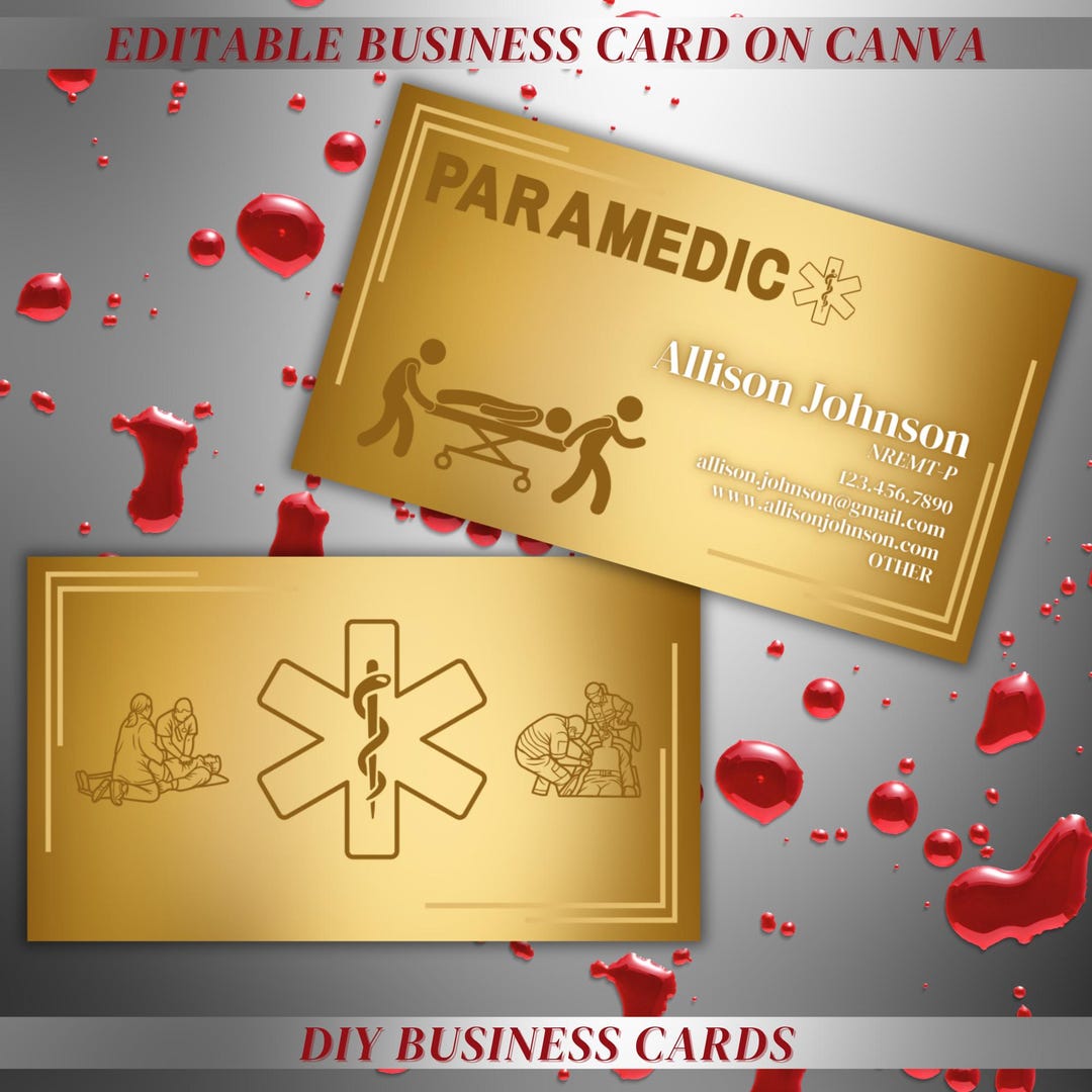 Editable Paramedic Business Card 1 Paramedic, Editable on Canva ...