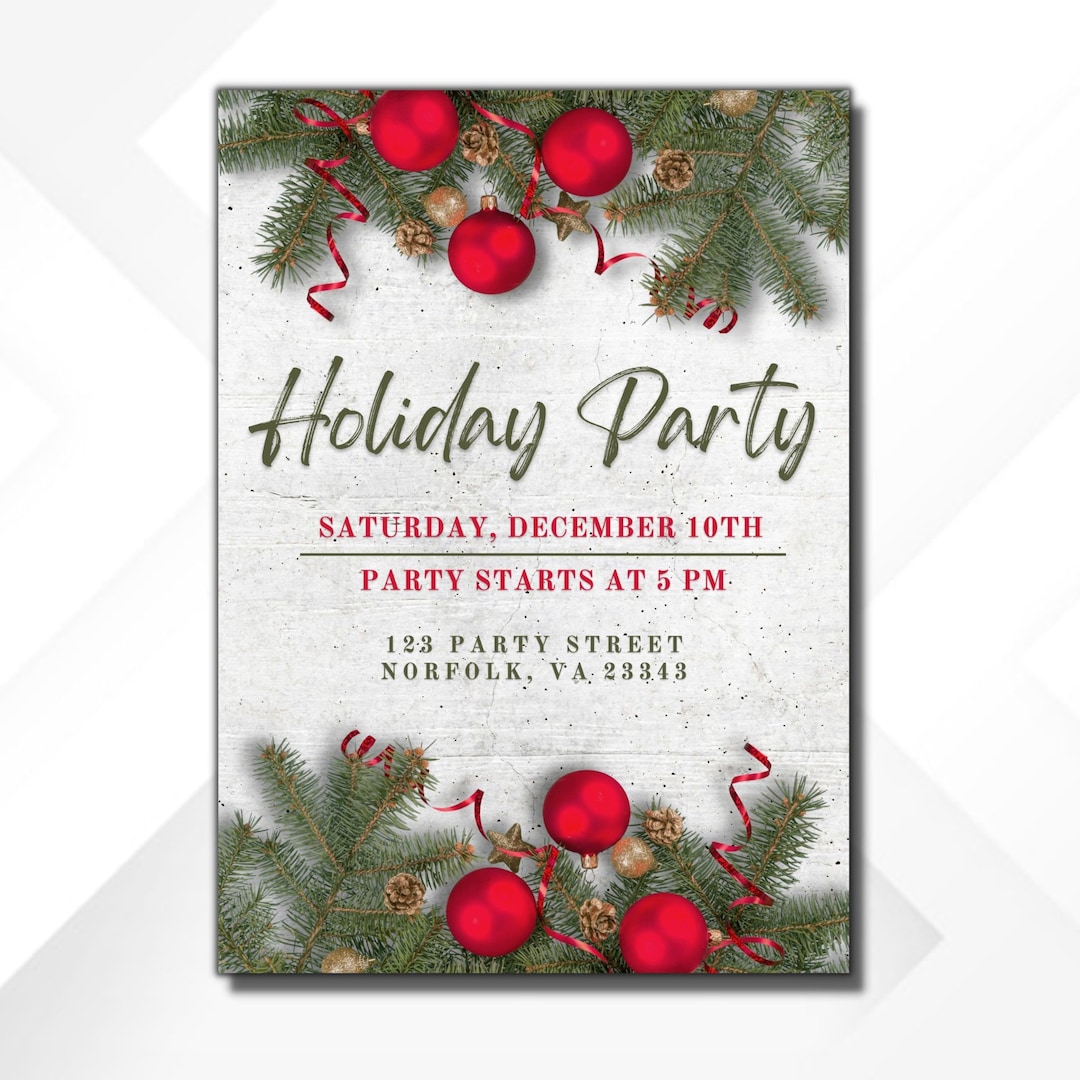 EDITABLE holiday Party Invitation 1 Christmas - Etsy