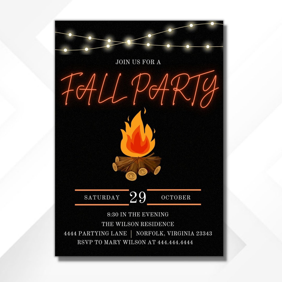 EDITABLE fall Party Invitation Halloween Fun, Fall Party, Autumn Party ...