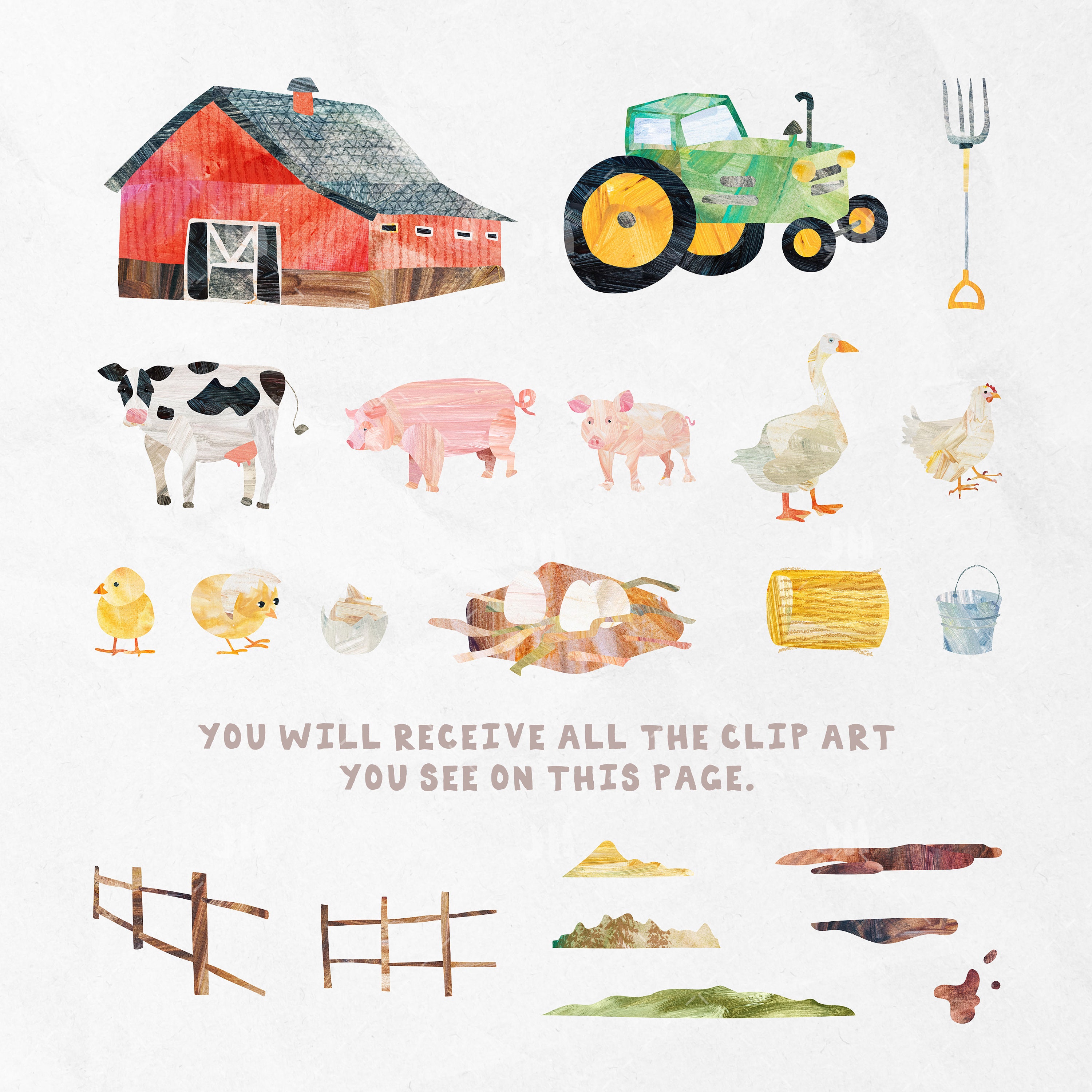 Animals on the Farm, Clip Art Set, Digital Download Set of Clipart ...