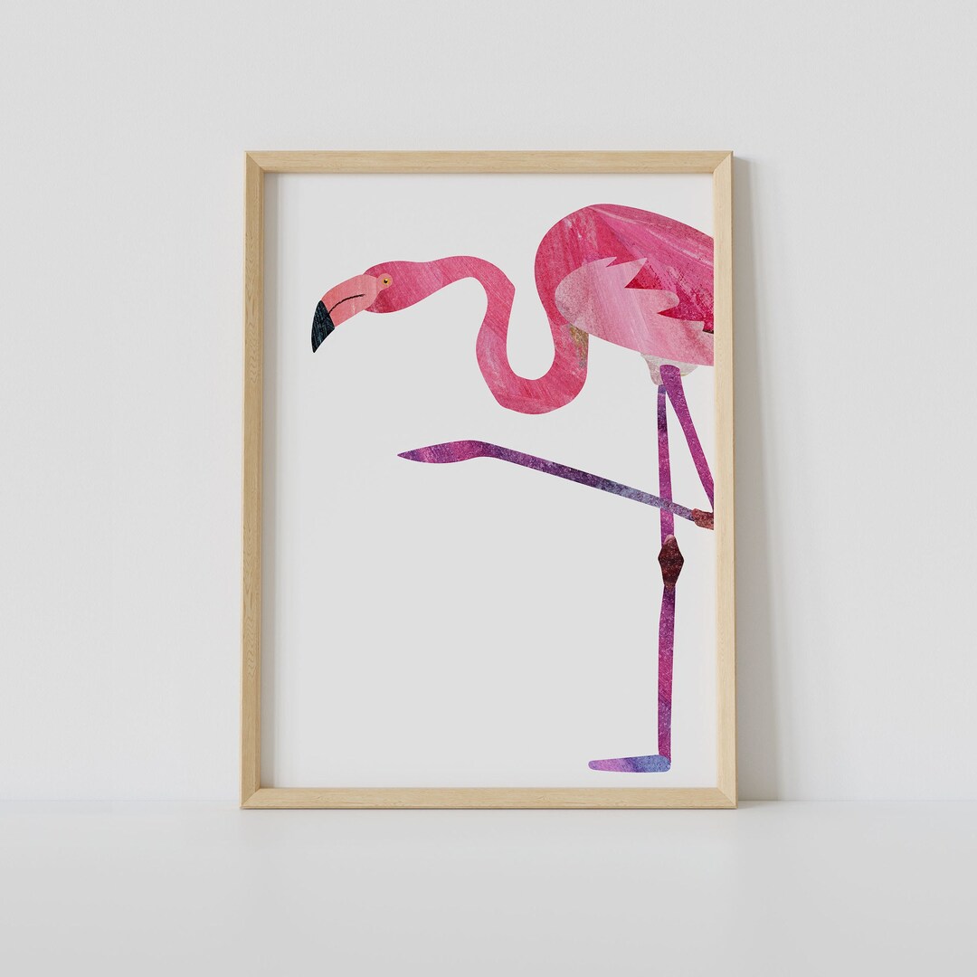 Pink Flamingo Poster Art, Bird Art, Kids Room Art, Wall Decor for Kids ...