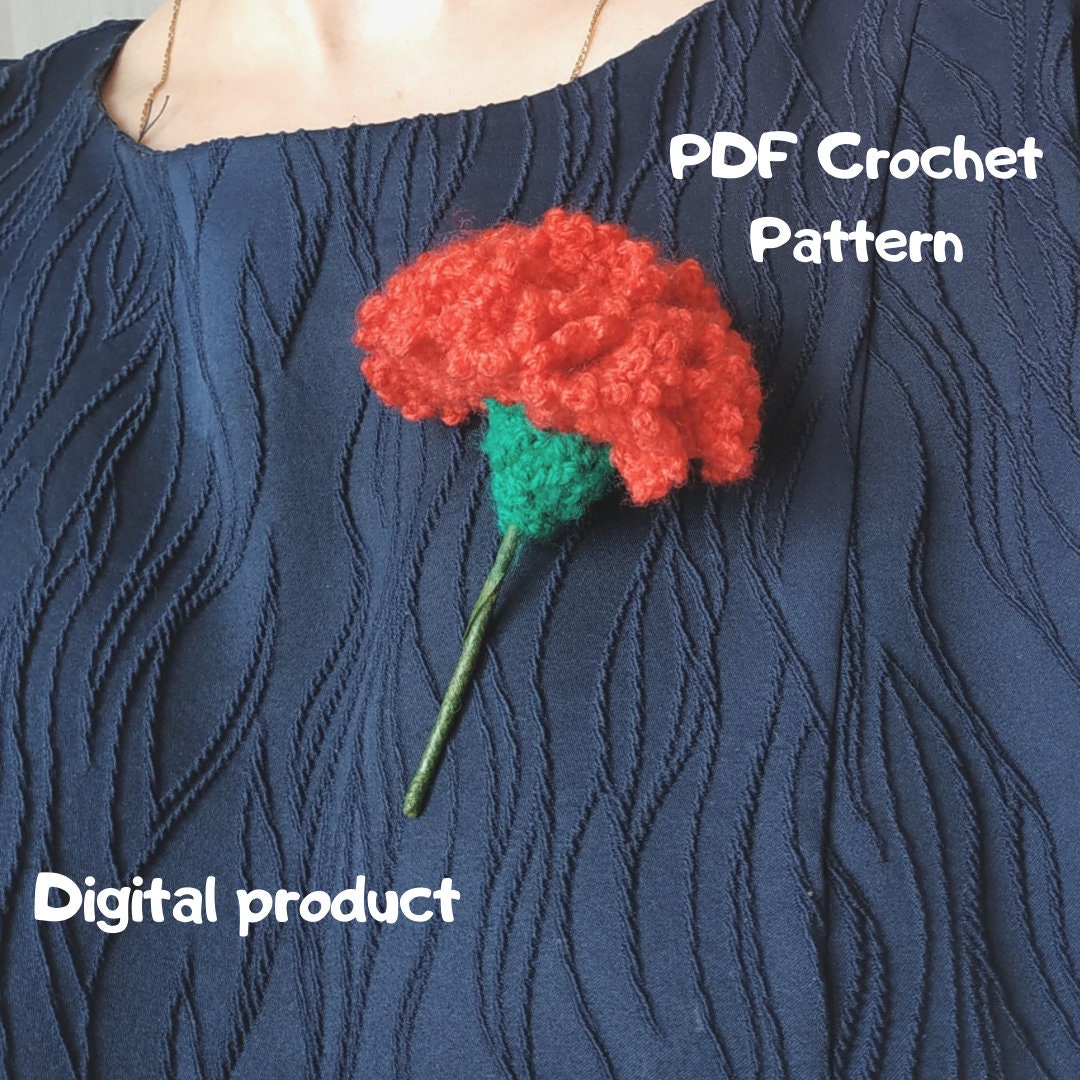 Crochet Pattern Carnation - Crochet Flower Pin - PDF Tutorial DIY ...