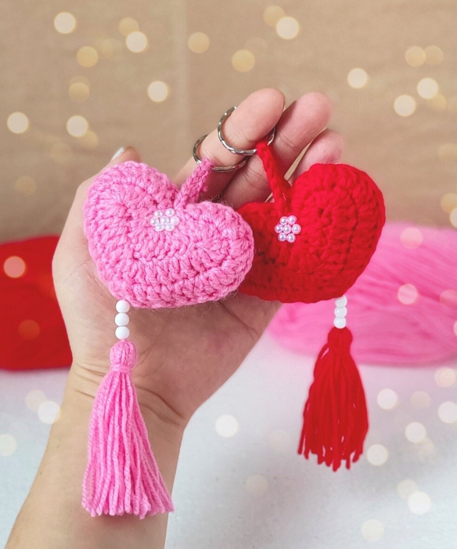 Heart Free Crochet Pattern Keychain Valentine's Day Gift - Etsy