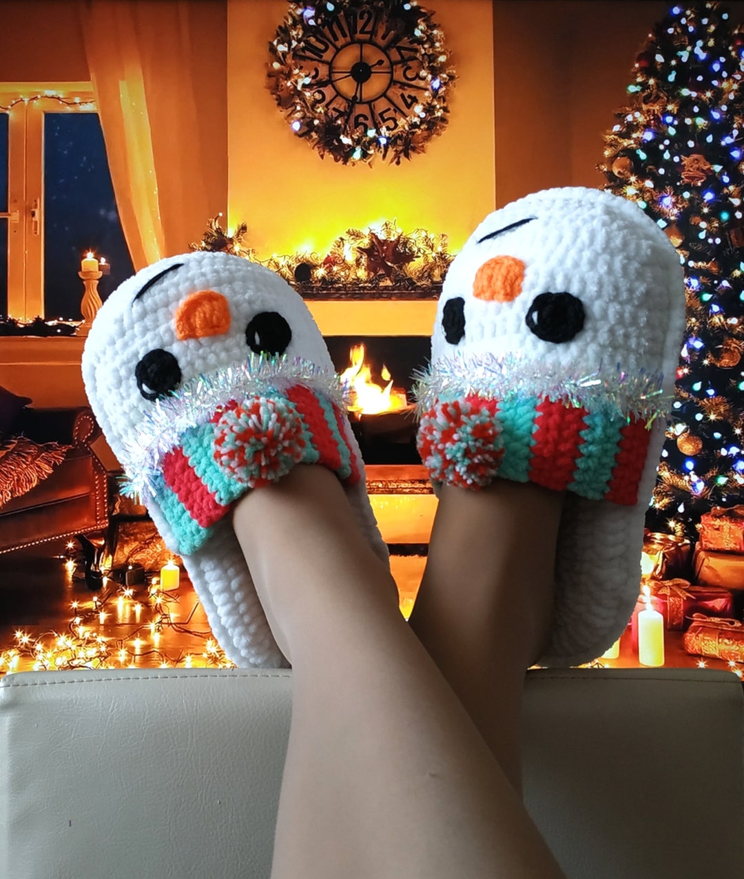 Crochet Pattern Snowman Slippers, Gift for Christmas DIY, Simple ...