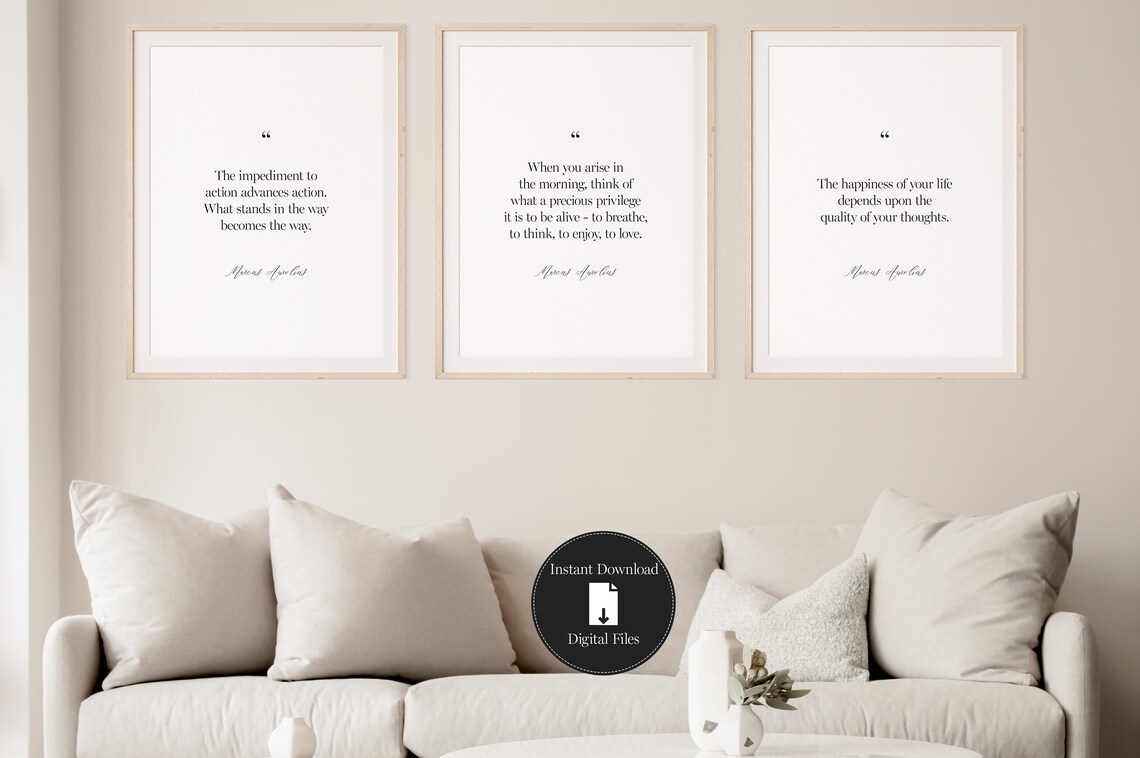 Set of 3 Marcus Aurelius Quotes, Stoicism Prints, Minimalist Wall Art ...