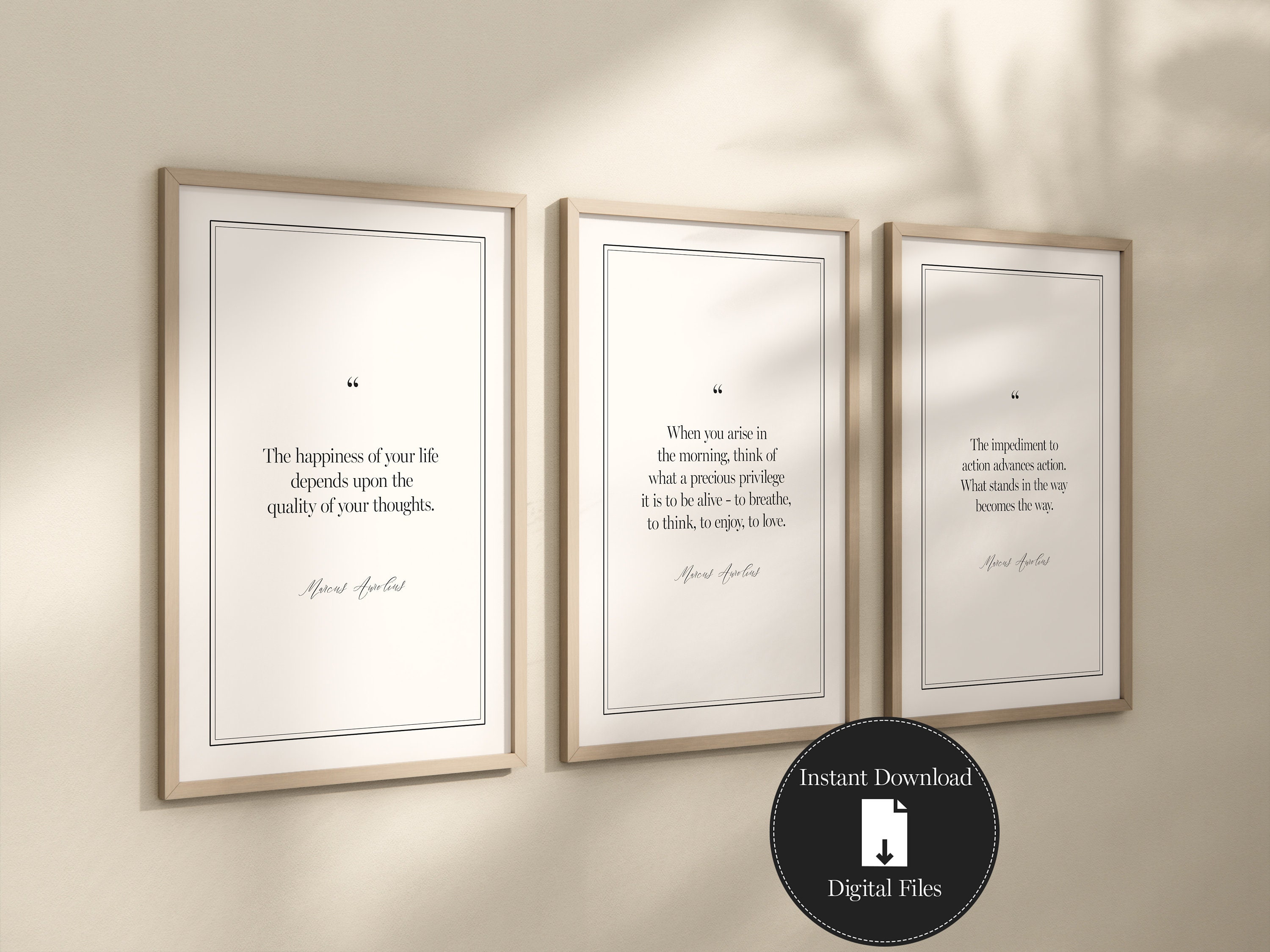 Set of 3 Marcus Aurelius Quotes, Stoicism Prints, Minimalist Wall Art ...