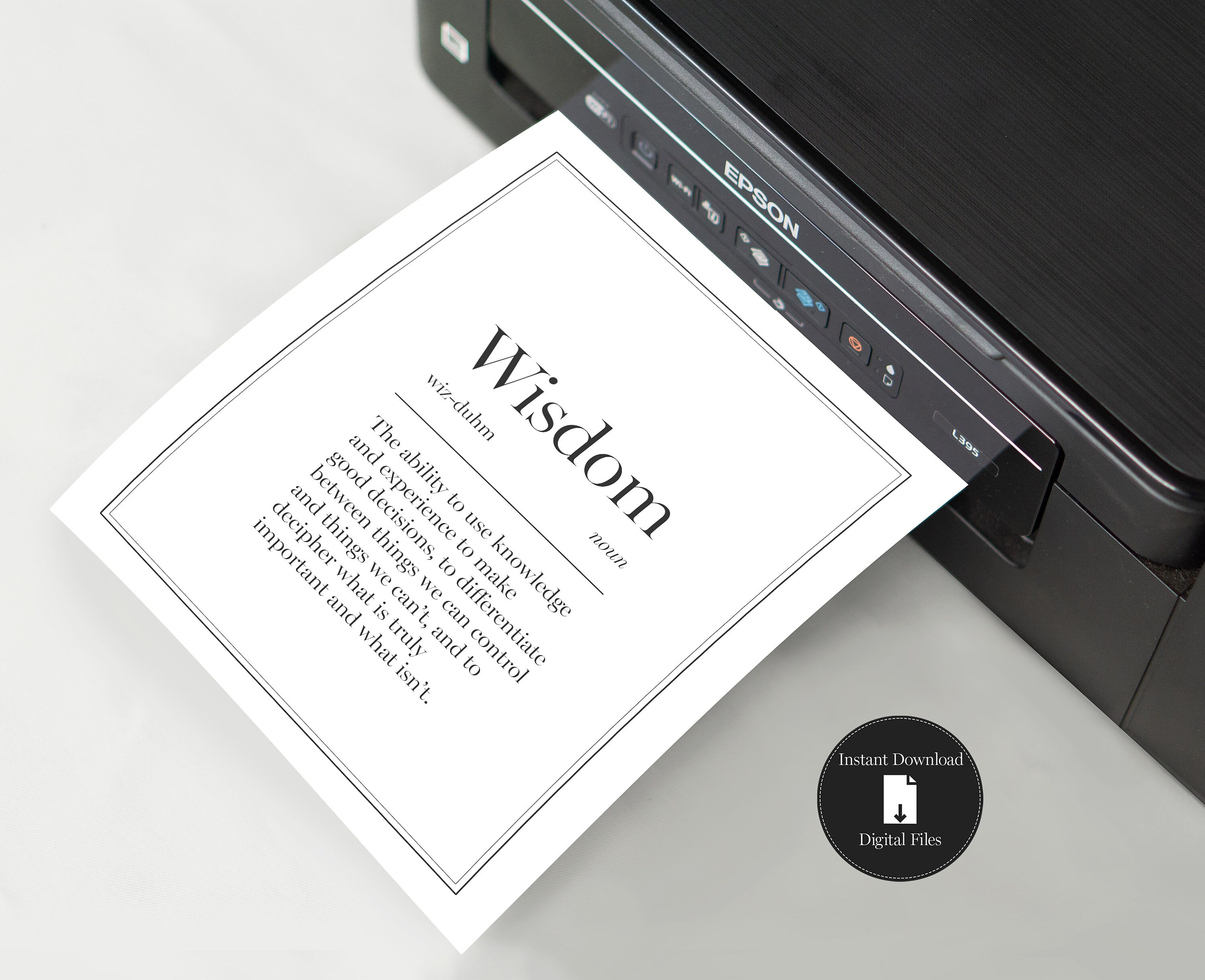 Wisdom Definition Print, Stoicism Digital Download, Minimalist ...