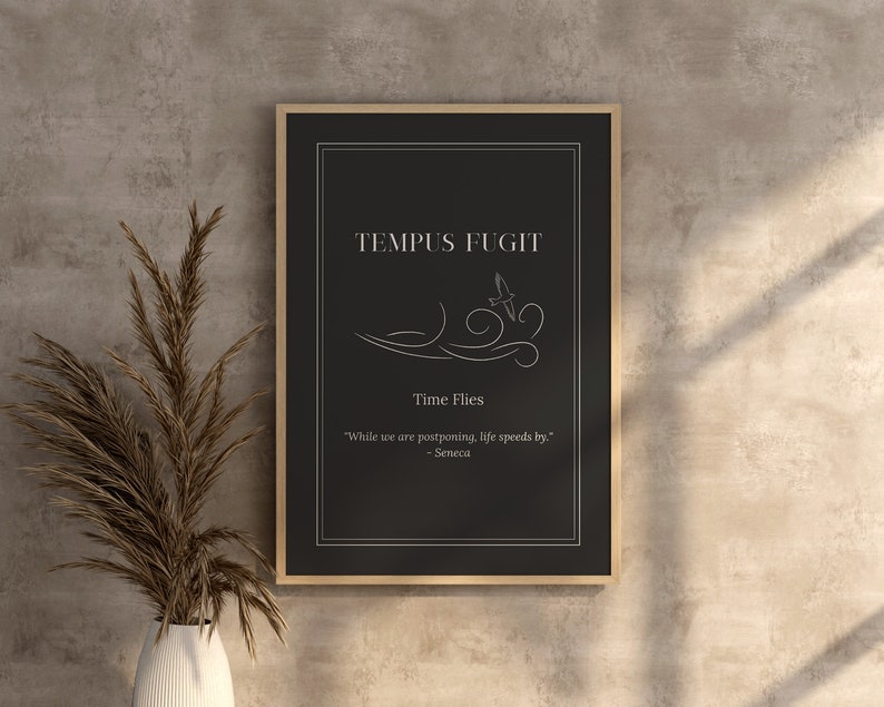 Tempus Fugit, Black Stoicism Print, Seneca Quote, Life Speeds By ...