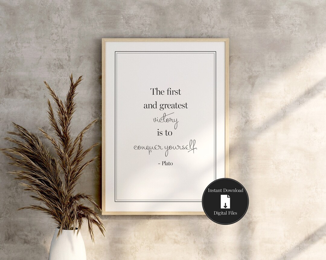 Plato Quote, Stoicism Printable Art, Digital Download, Conquer Yourself ...