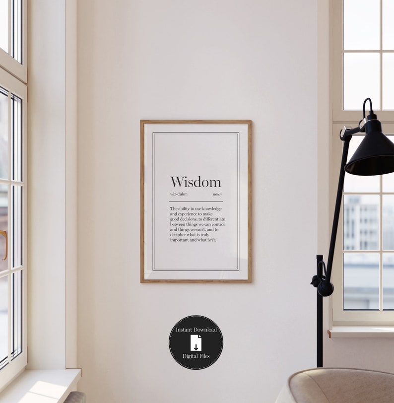 Wisdom Definition Print, Stoicism Digital Download, Minimalist ...