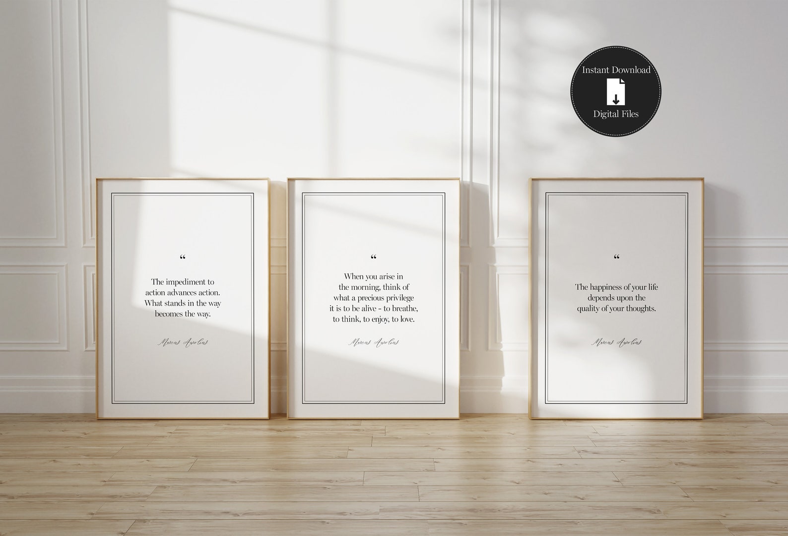 Set of 3 Marcus Aurelius Quotes, Stoicism Prints, Minimalist Wall Art ...