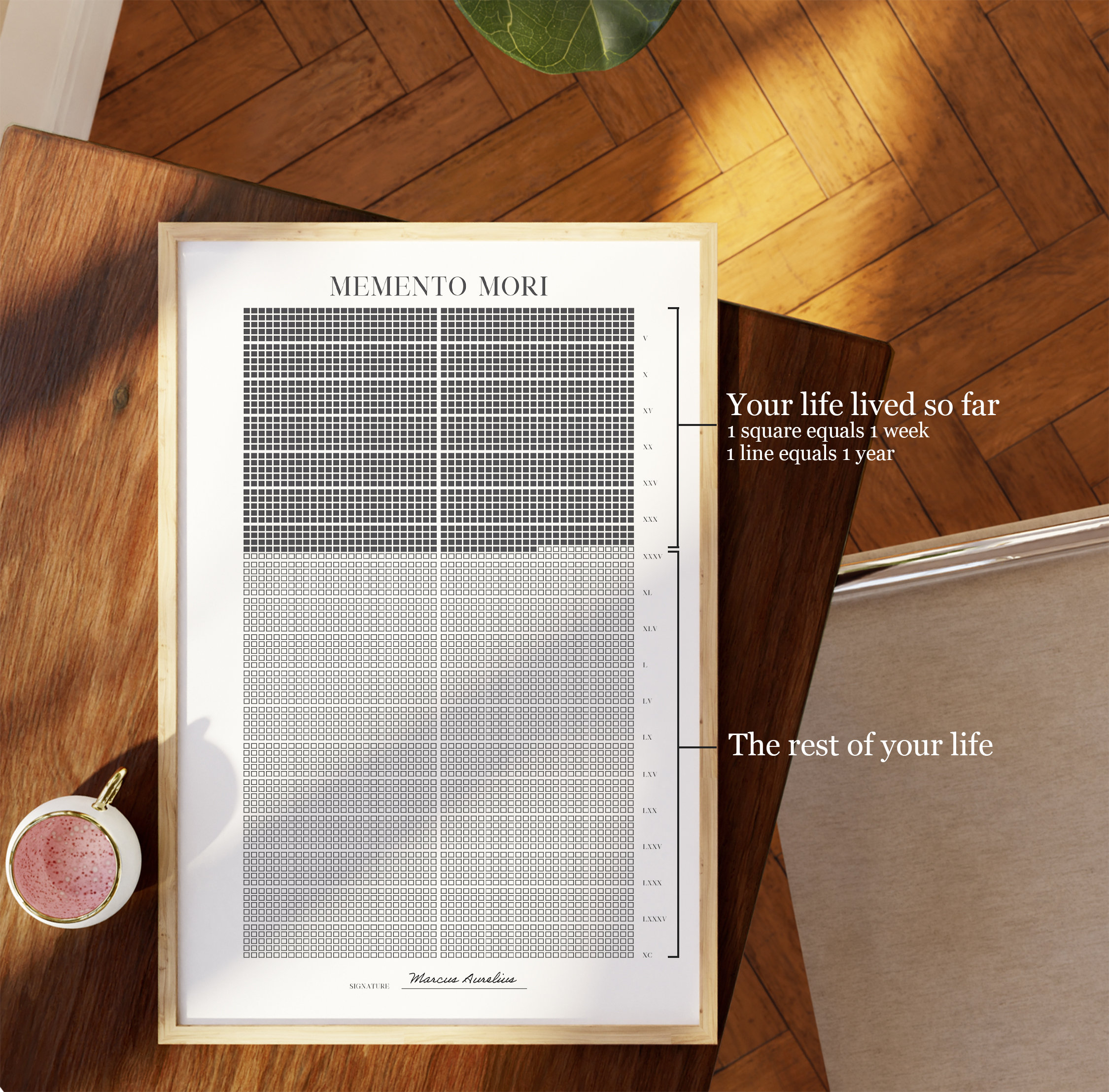 Life Calendar, Memento Mori, Life in Weeks, Stoicism Digital Print ...