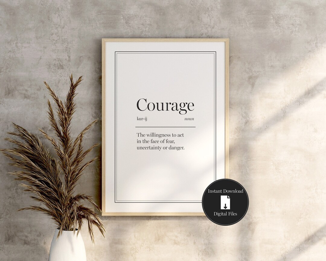 Courage Definition Print, Stoicism Digital Download, Minimalist ...