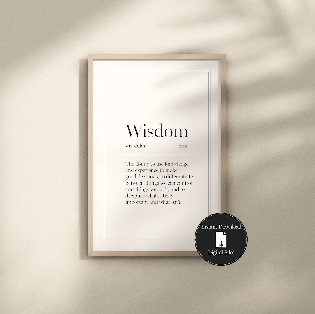 Wisdom Definition Print, Stoicism Digital Download, Minimalist ...
