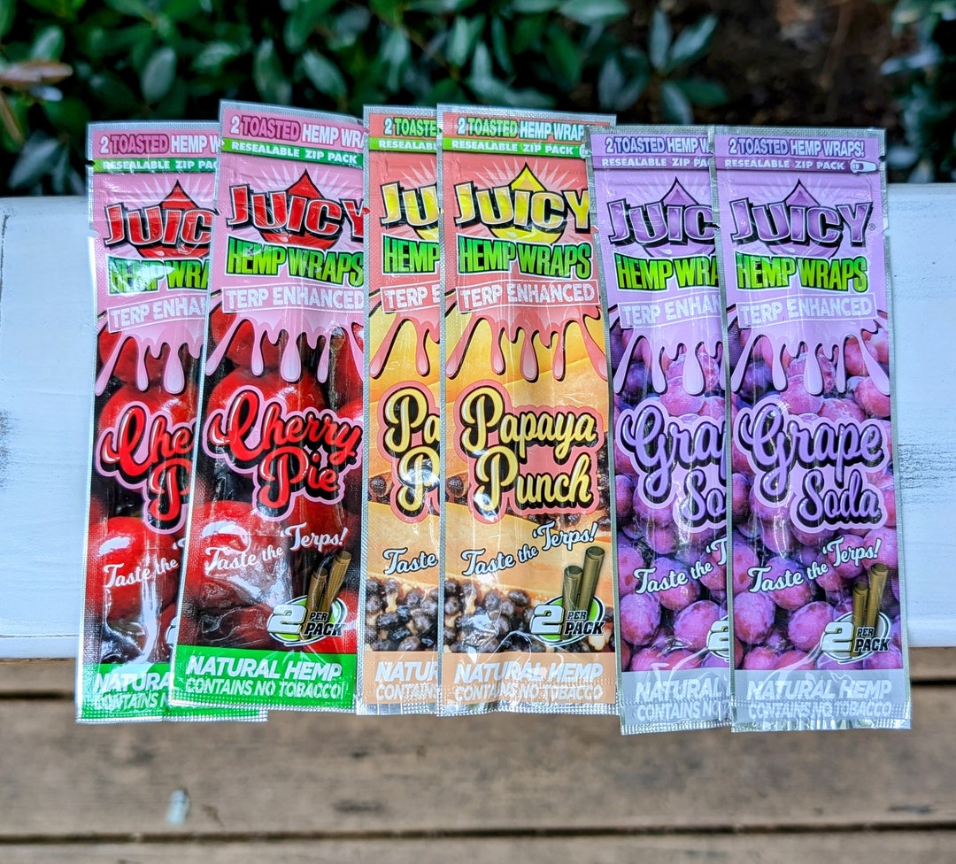 12 Juicy Wraps Hemp Wraps Papaya Punch, Grape Soda and Cherry Pie - Etsy