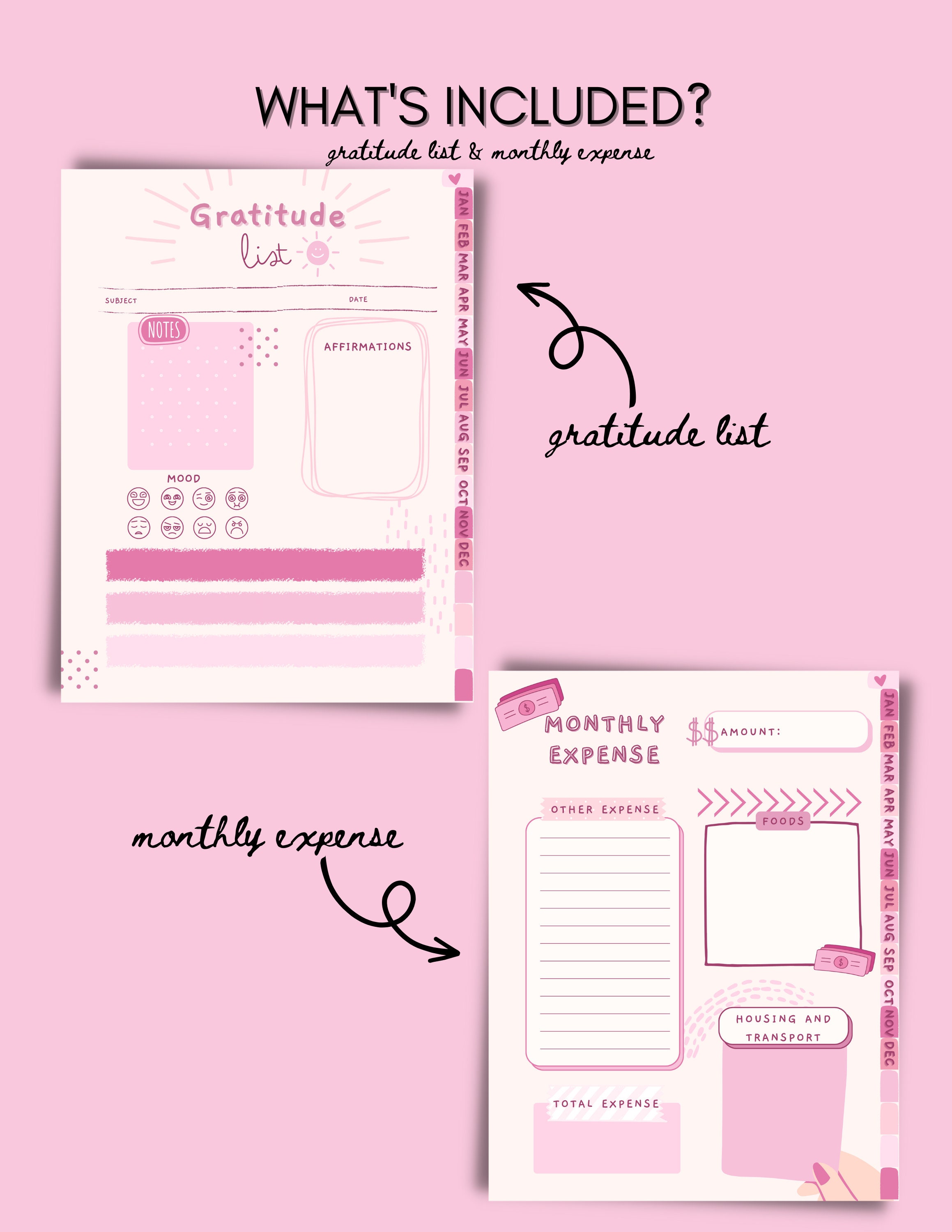 Digital Planner, Pink Undated Digital Planner, Pink Digital Planner ...