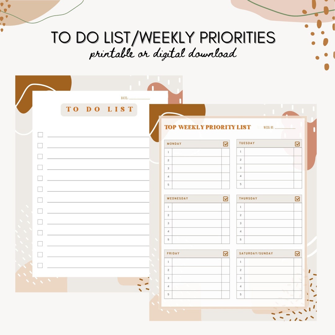 To Do List, Minimalist to Do List, Digital to Do List, Weekly ...