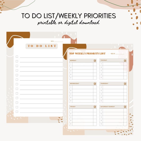 To Do List Minimalist to Do List Digital to Do List Weekly - Etsy