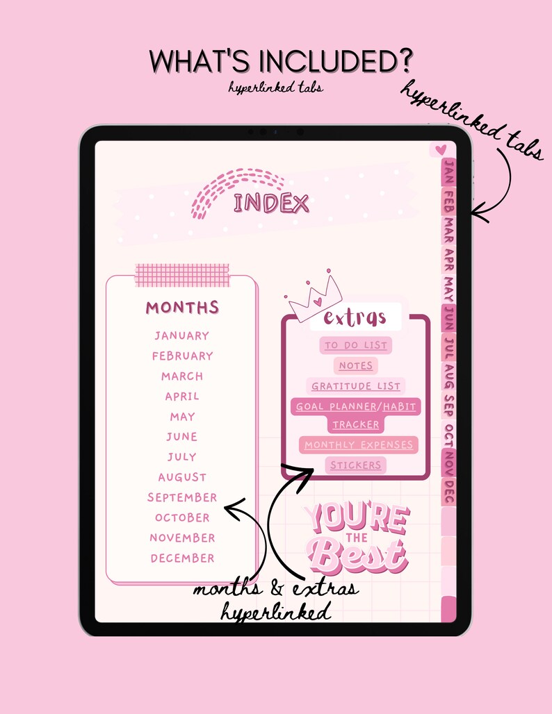 Digital Planner, Pink Undated Digital Planner, Pink Digital Planner ...