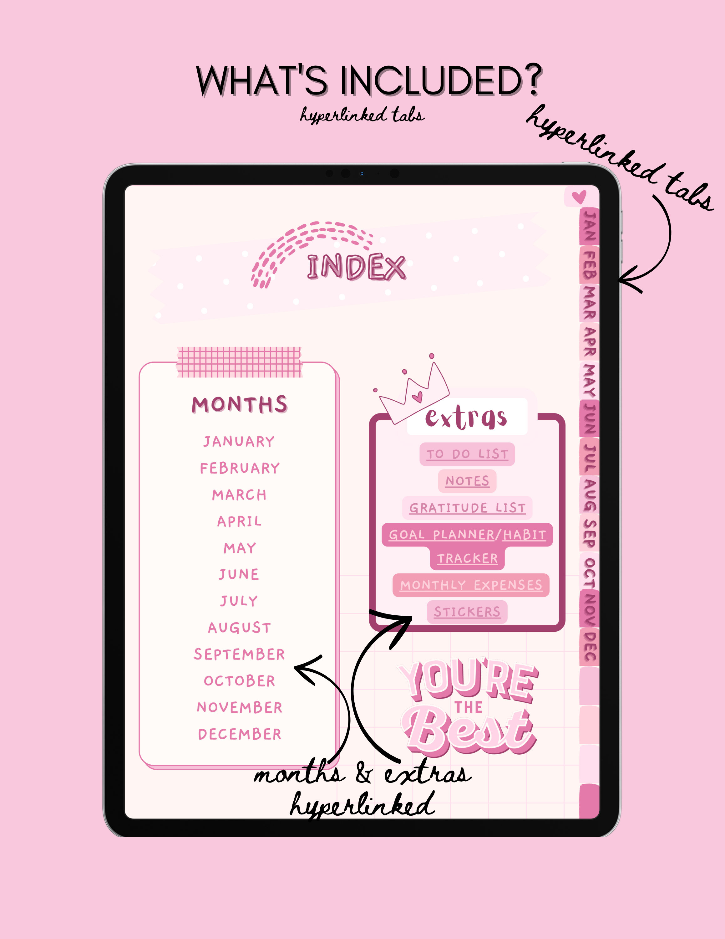 Digital Planner, Pink Undated Digital Planner, Pink Digital Planner ...
