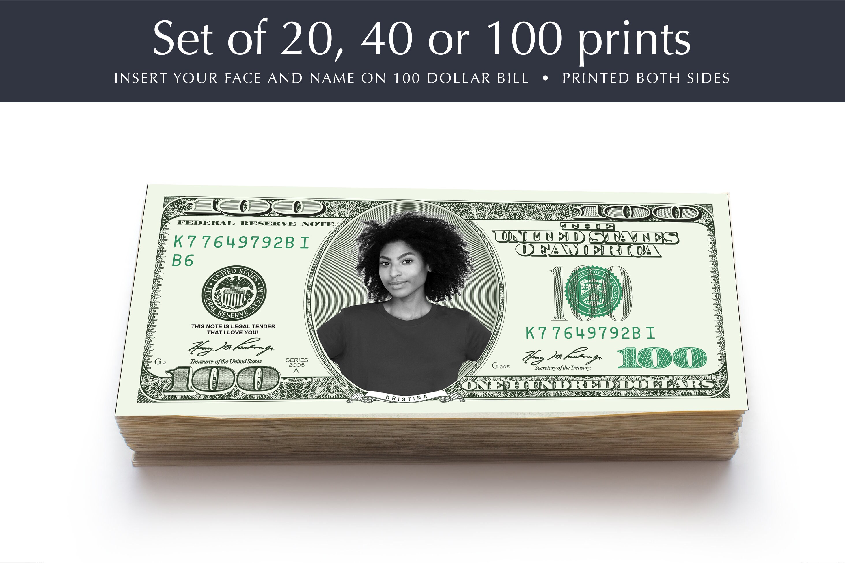 Personalized 100 Dollar Bill Prints Perfect for the Bride - Etsy