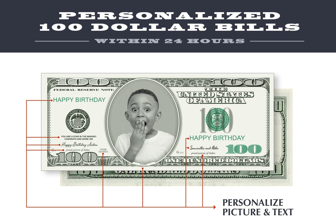 Personalized 100 Dollar Bills GRADUATION Gift, Your Picture and ...