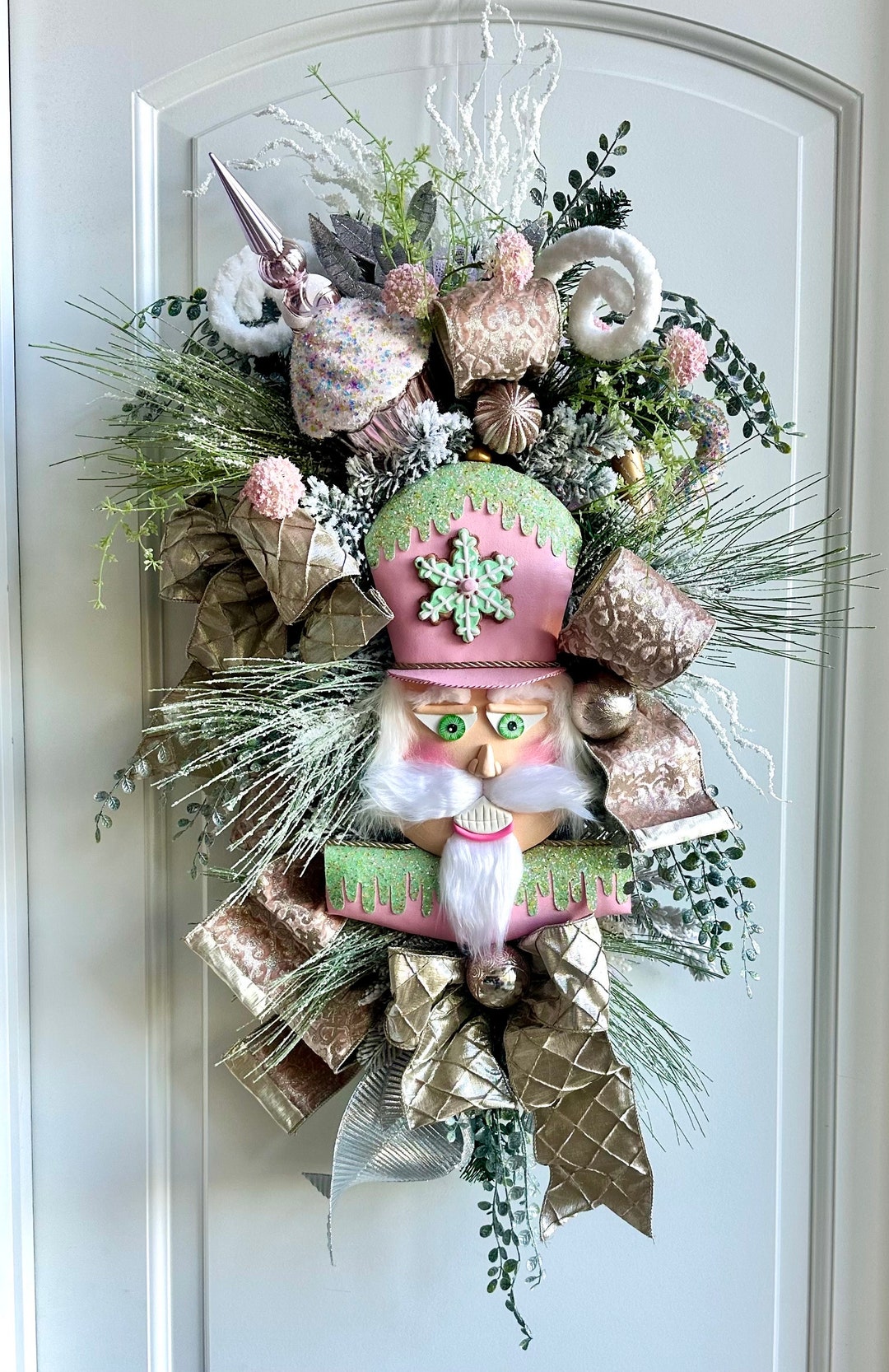 Nutcracker| Pastel Wreath| Christmas Wreath| Pink Christmas| Candy ...