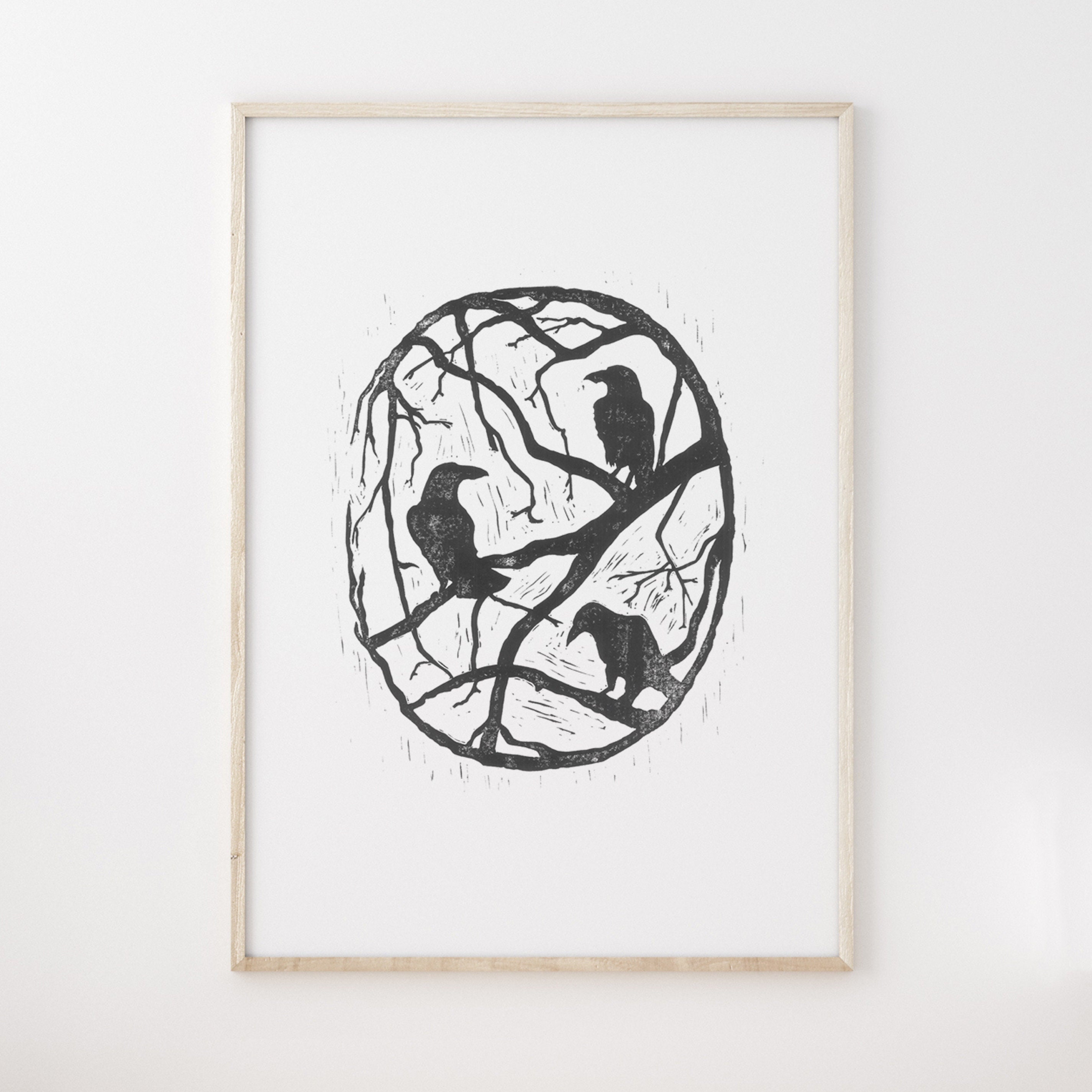 Three Ravens in a Tree, Halloween Wall Hanging, Printable Art ...