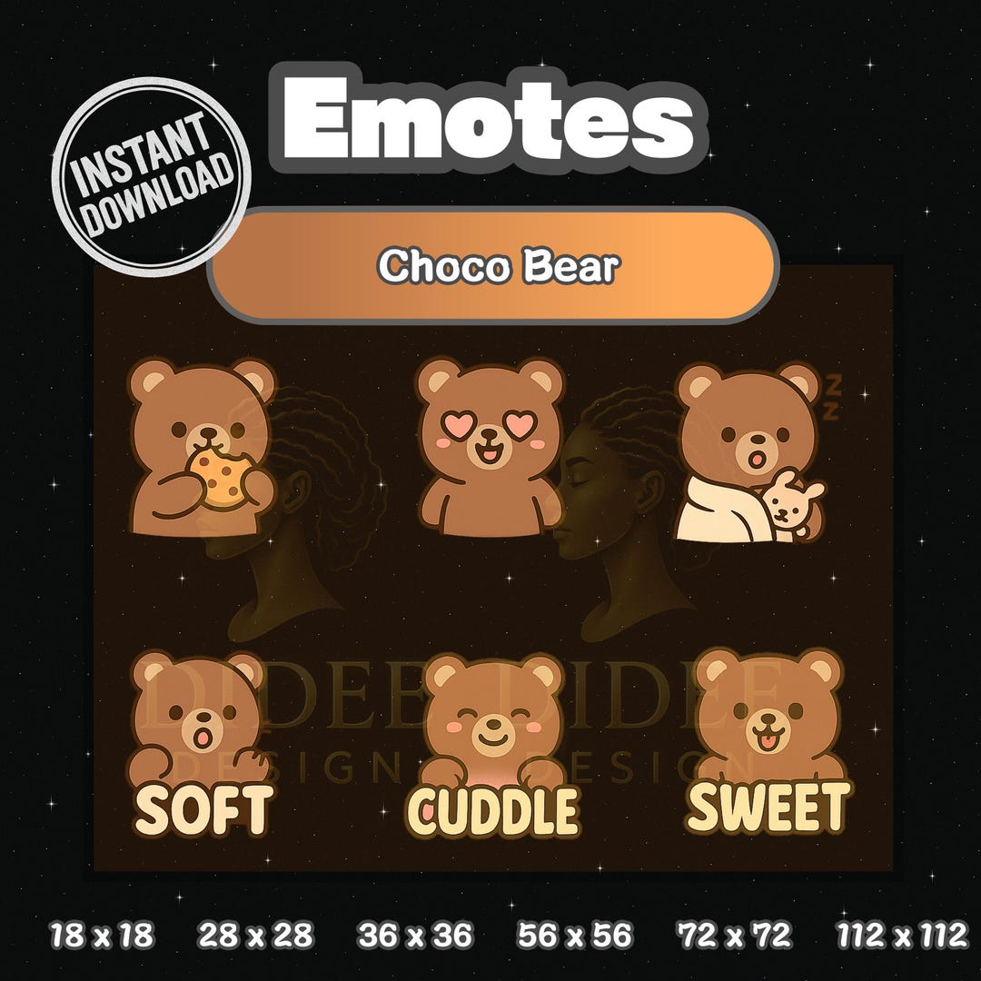 Choco Bear Emote Pack – Twitch - Discord -youtube PNG - Etsy