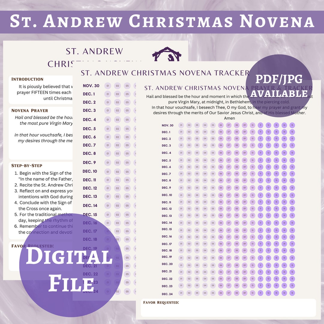 St. Andrew Christmas Novena Tracker - Printable PDF for Personal ...