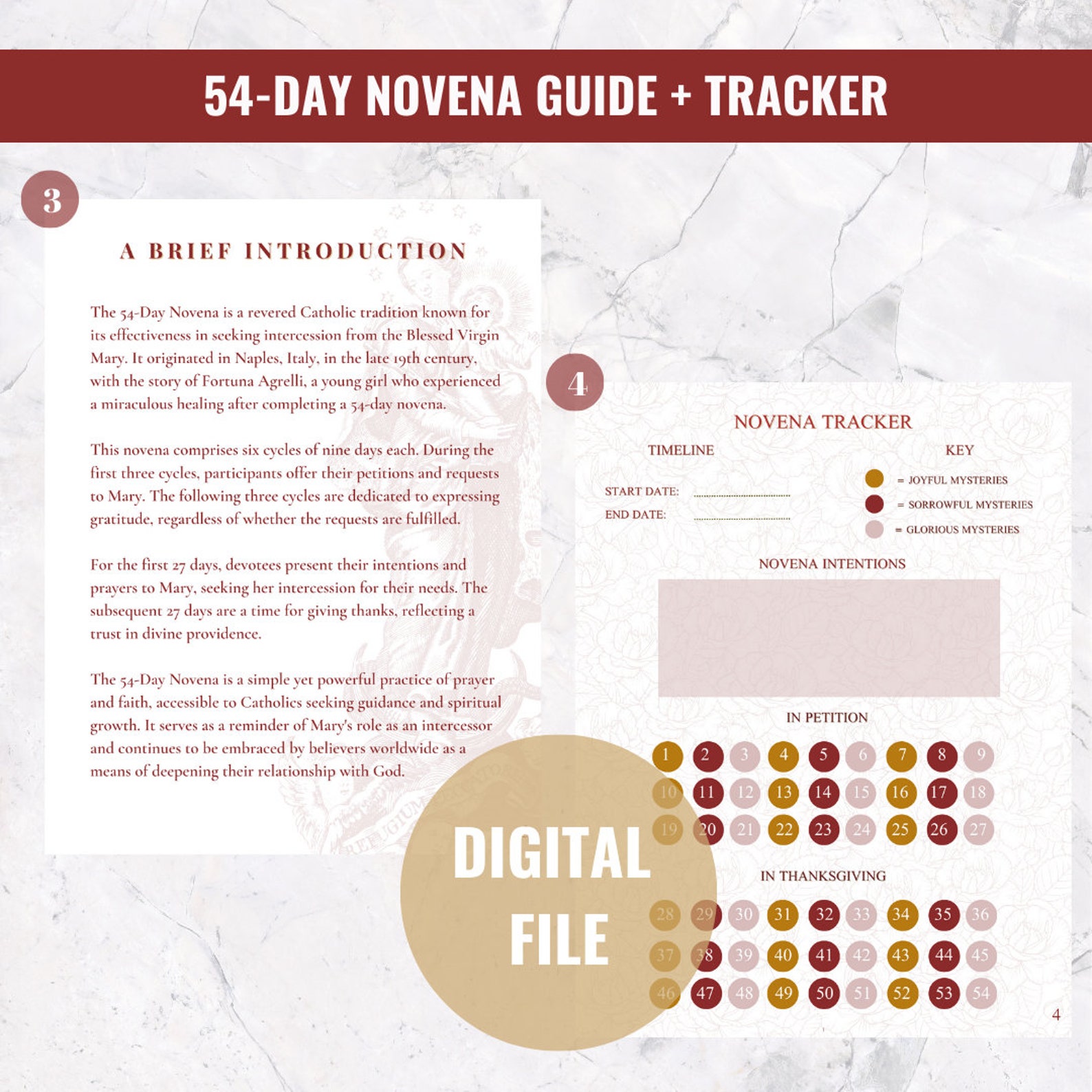 8-page 54 Day Rosary Novena • PRINTABLE Prayer Guide and Tracker (PDF ...