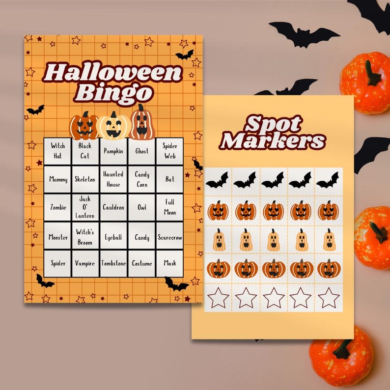 Digital Editable Fall Halloween Bingo Game | Class Party Kids Game ...