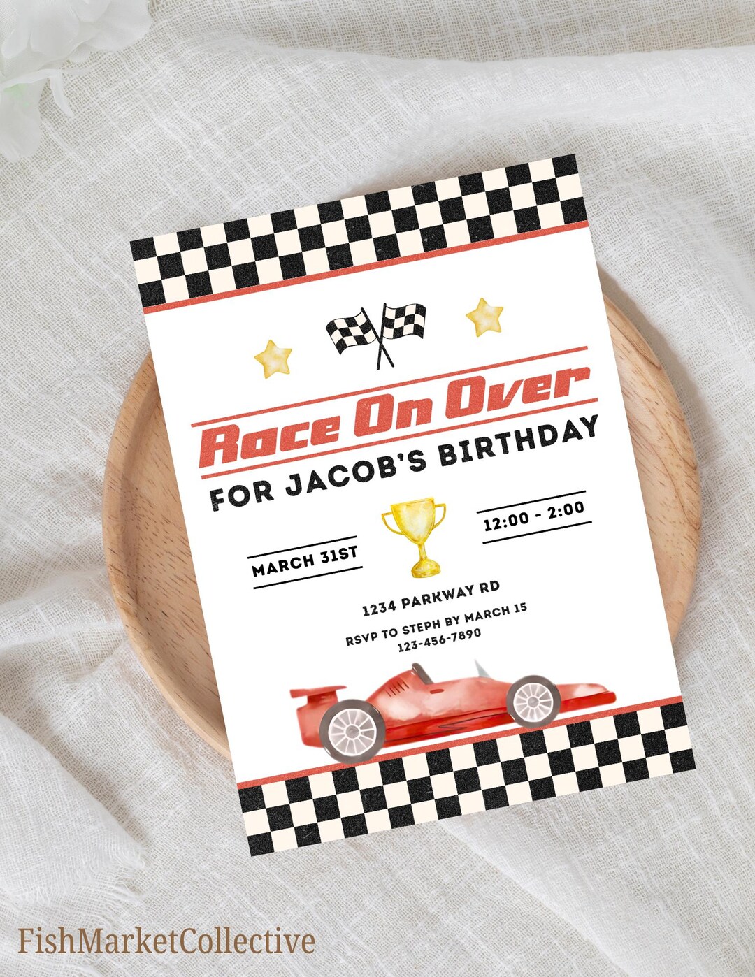 Digital Editable Race on Over Invitation | Birthday Party | Racecar ...
