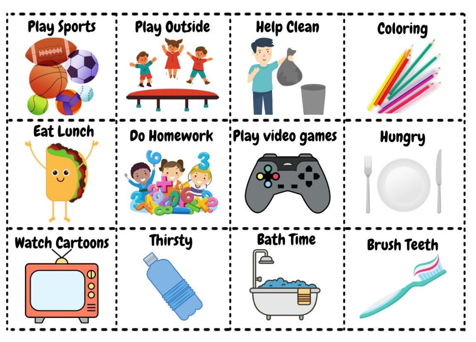 Kids Daily Routine Cards - Responsibilities Cards - Learning - Teaching ...