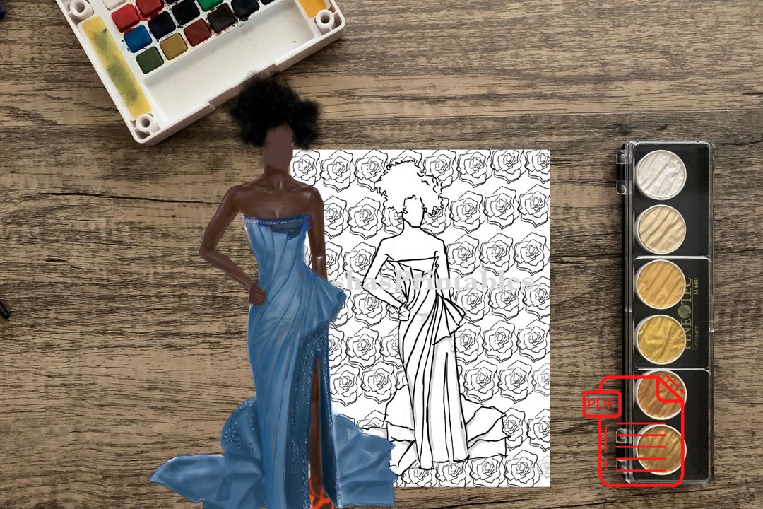 Fashion Illustration Coloring Page | Clothes | for Kids and Adults ...