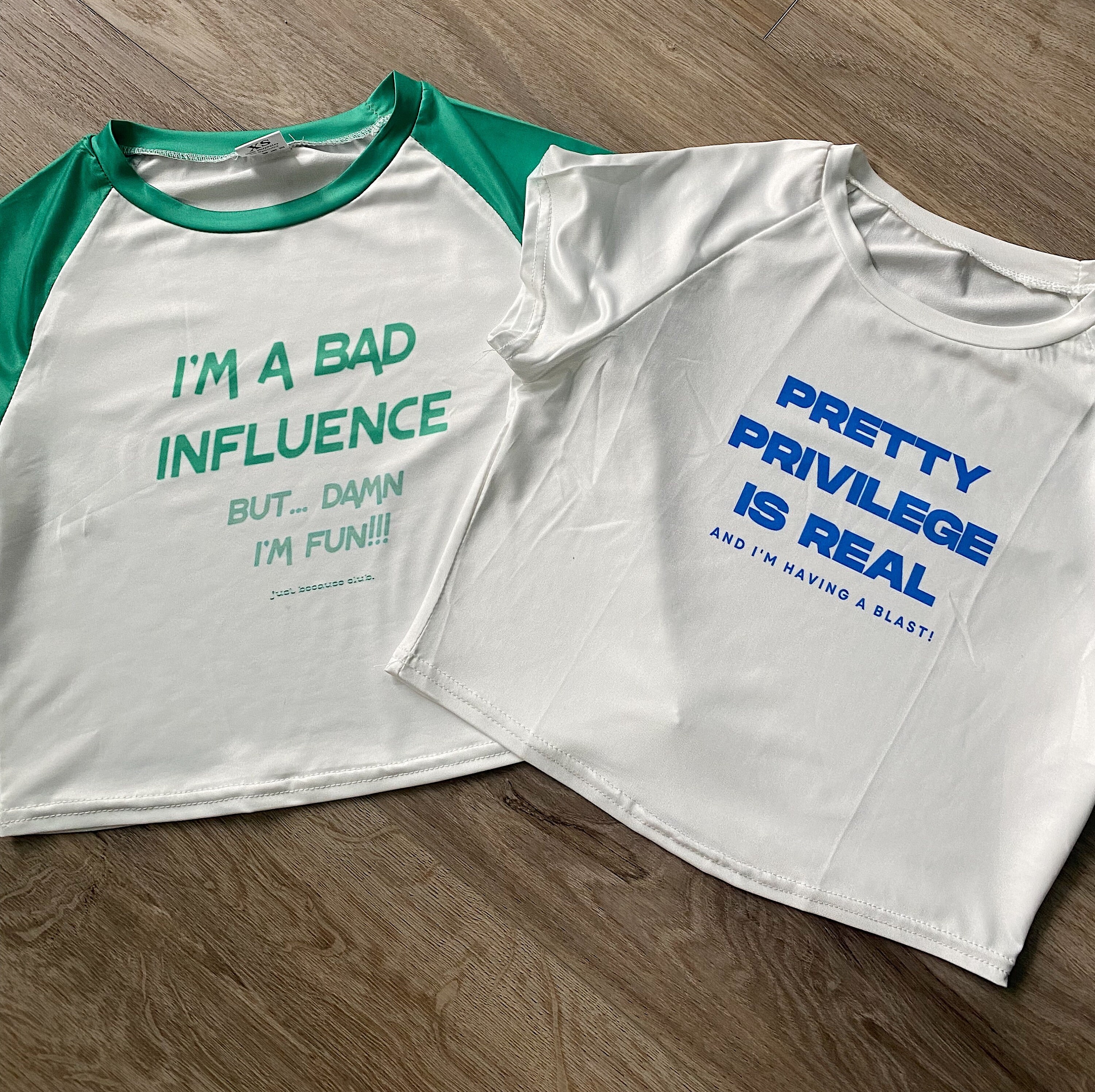 I'm A Bad Influence but Damn I'm Fun Baby Crop Raglan Tee Inspired Y2K ...