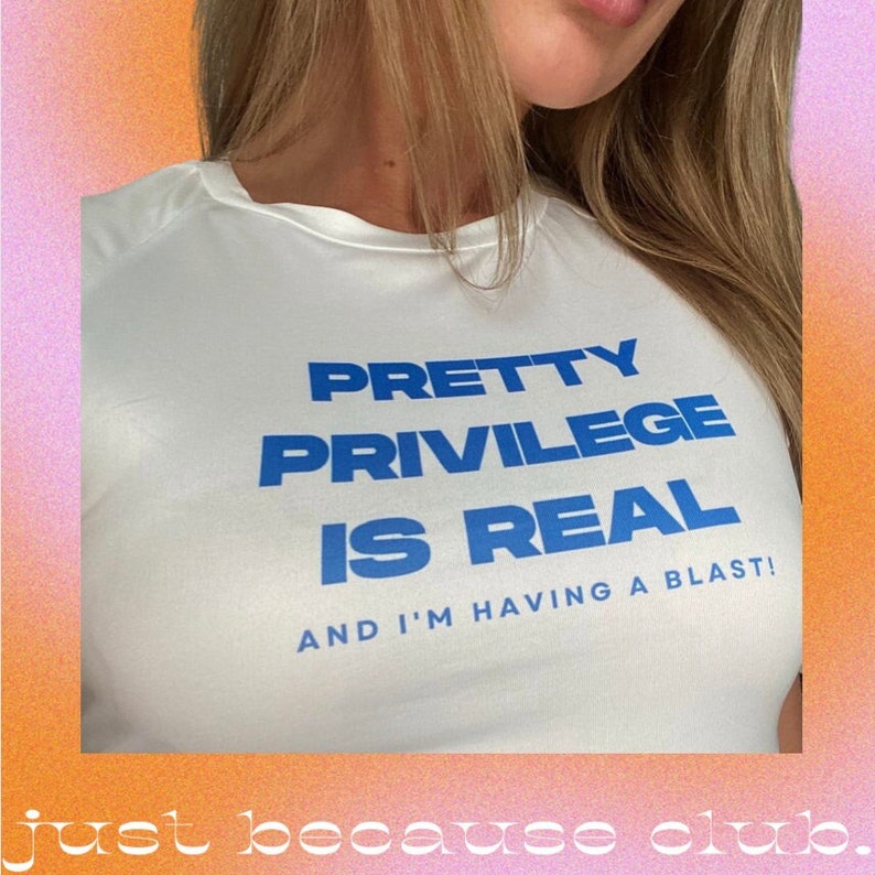 Pretty Privilege Baby Crop Tee Inspired Y2K Crop Top Trendy Graphic ...