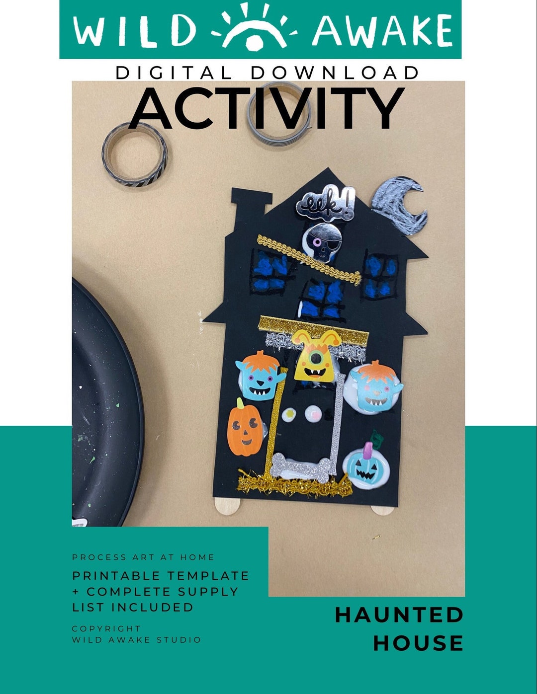 Halloween Haunted House Digital Download Template Printable Fall Art ...