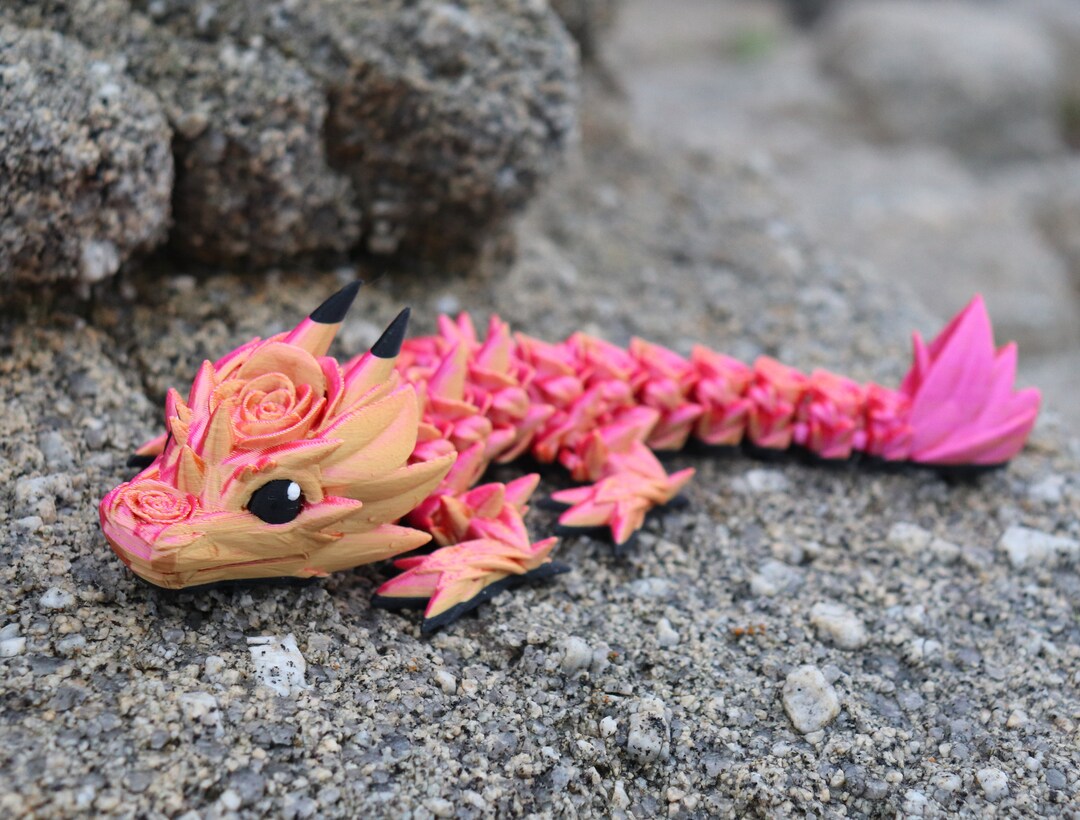 Baby Rose Dragon, Unique Colors, Articulated Fidget Toy, Unique Gift ...