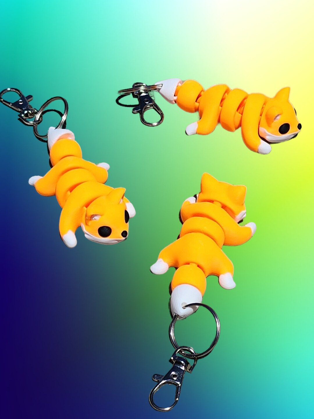 Fox Keychain 3D Printed, Full Color Fun Gift Key Buddies Unique Item ...
