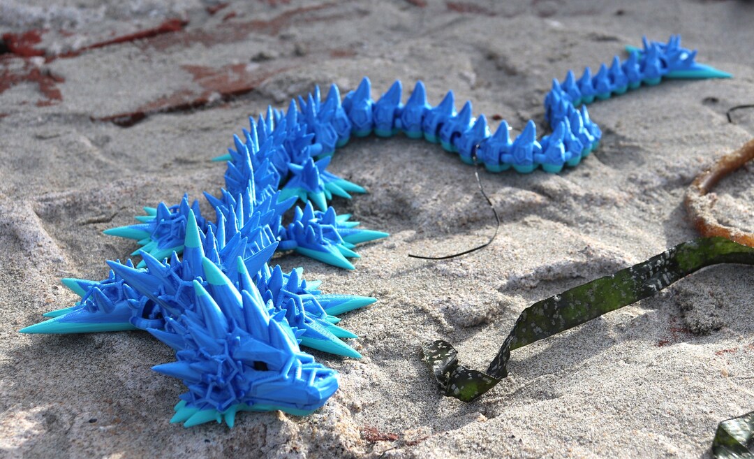 Large Sea Serpent Dragon, Unique Colors, Articulated Fidget Toy, Unique ...