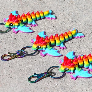 Rainbow Dragon Keychain 3D Printed, Full Color Fun Gift Key Buddies ...