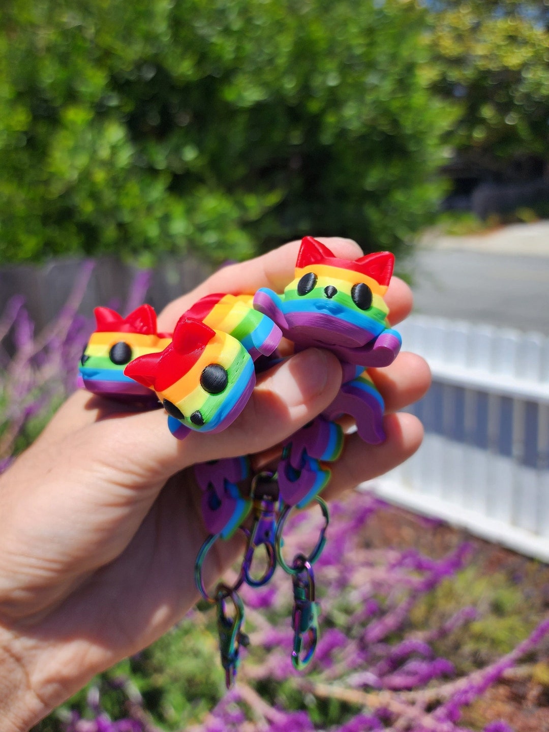 Rainbow Fox Keychain 3D Printed, Full Color Fun Gift Key Buddies Unique ...