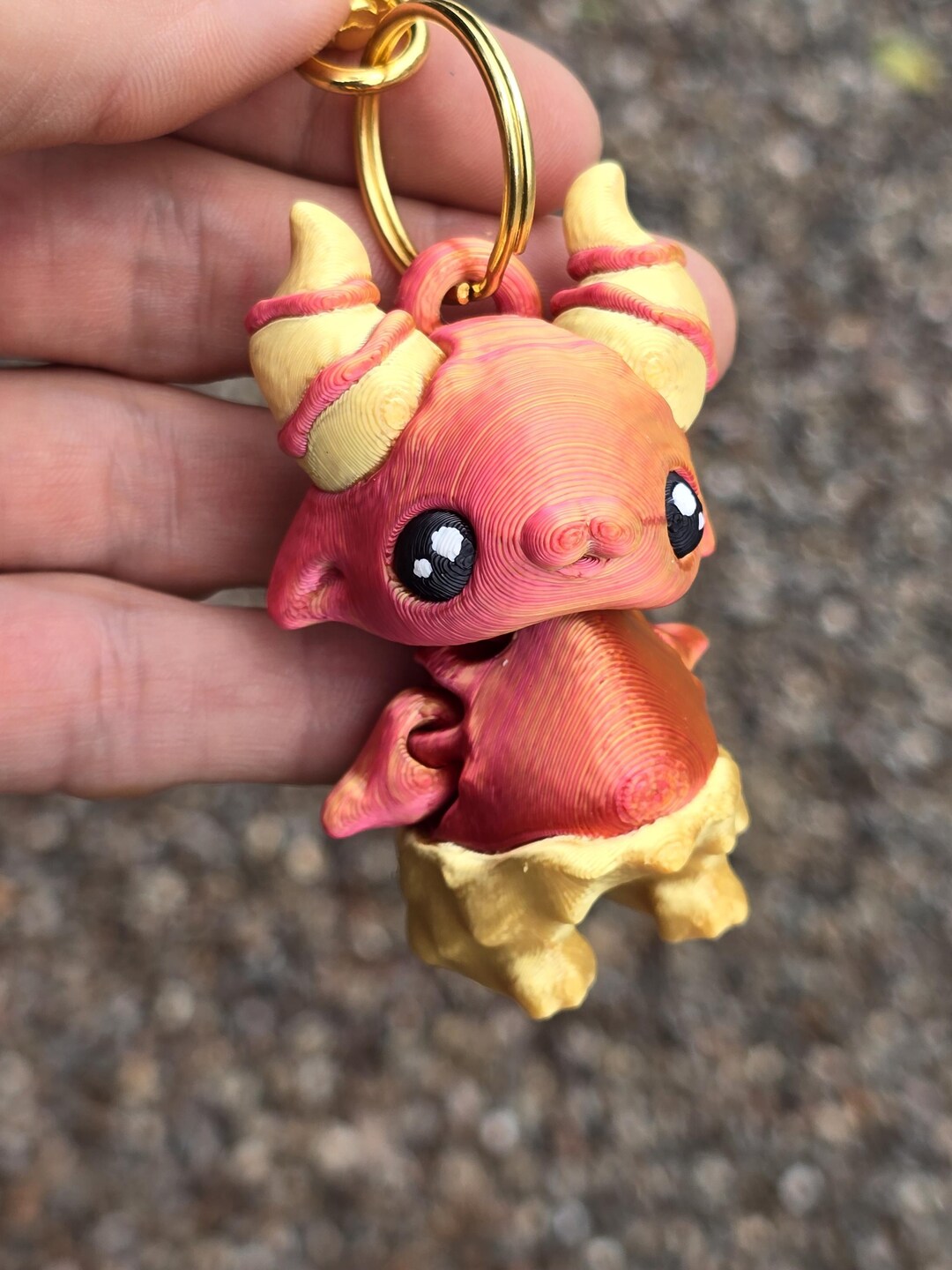 Cute Demon Goat Pixie Keychain 3D Printed, Full Color Fun Gift Key ...