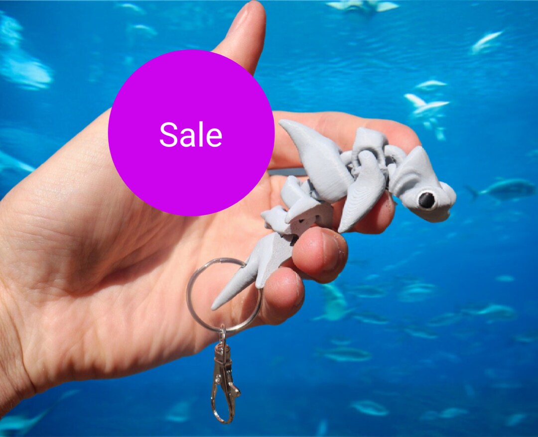Hammerhead Shark Keychain 3D Printed, Full Color Fun Gift Key Buddies ...